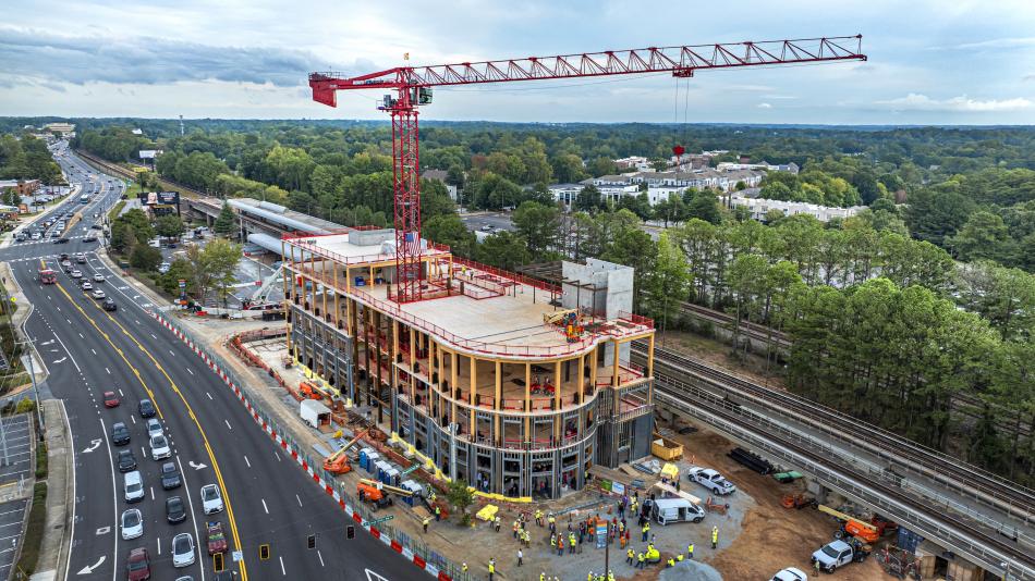 Images: Timber-built Brookhaven City Centre has topped out | Urbanize Atlanta